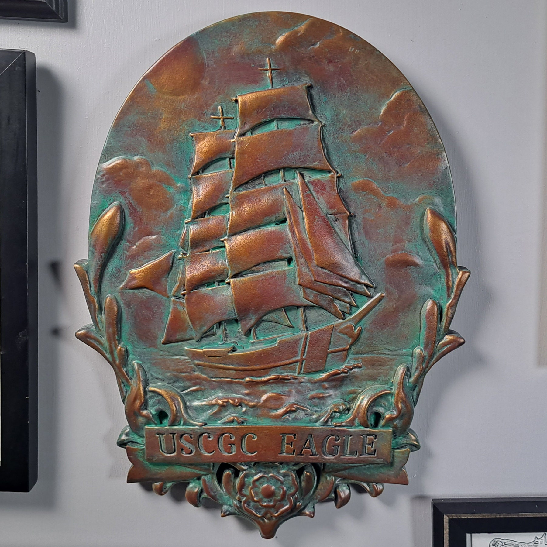 USCG Eagle Commemorative Plaque Bronze Patina Hand Made - Etsy