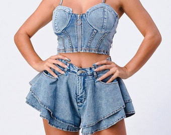 Denim Two Piece Set - Etsy