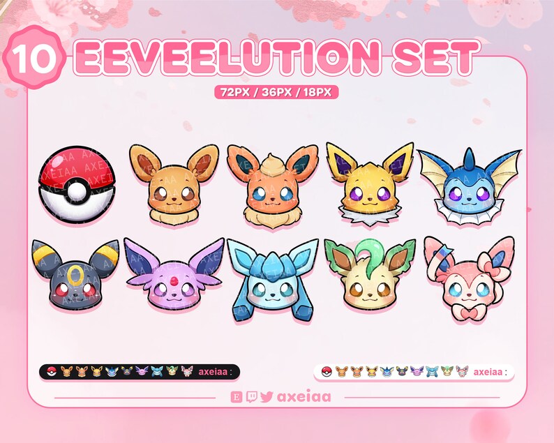 PKMN Eeveelutions / Eevee Evolutions & Pokeball Twitch Badges | Sub/bit ...