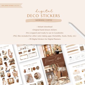 Coffee Digital Stickers for Digital Planner, Coffee Digital Planner ...