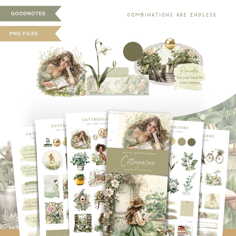 Cottagecore Aesthetic Digital Planner Stickers, Botanical Bullet ...