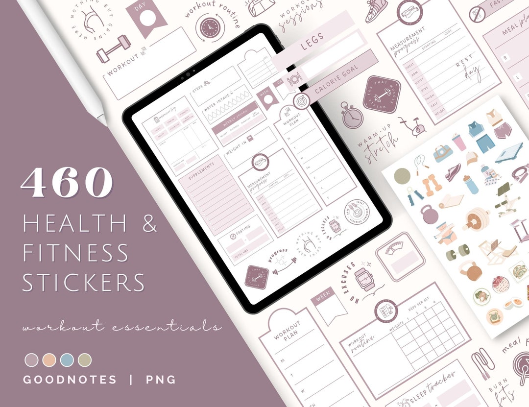 Health & Fitness Goodnotes Stickers: Workout Tracker (digital Download ...
