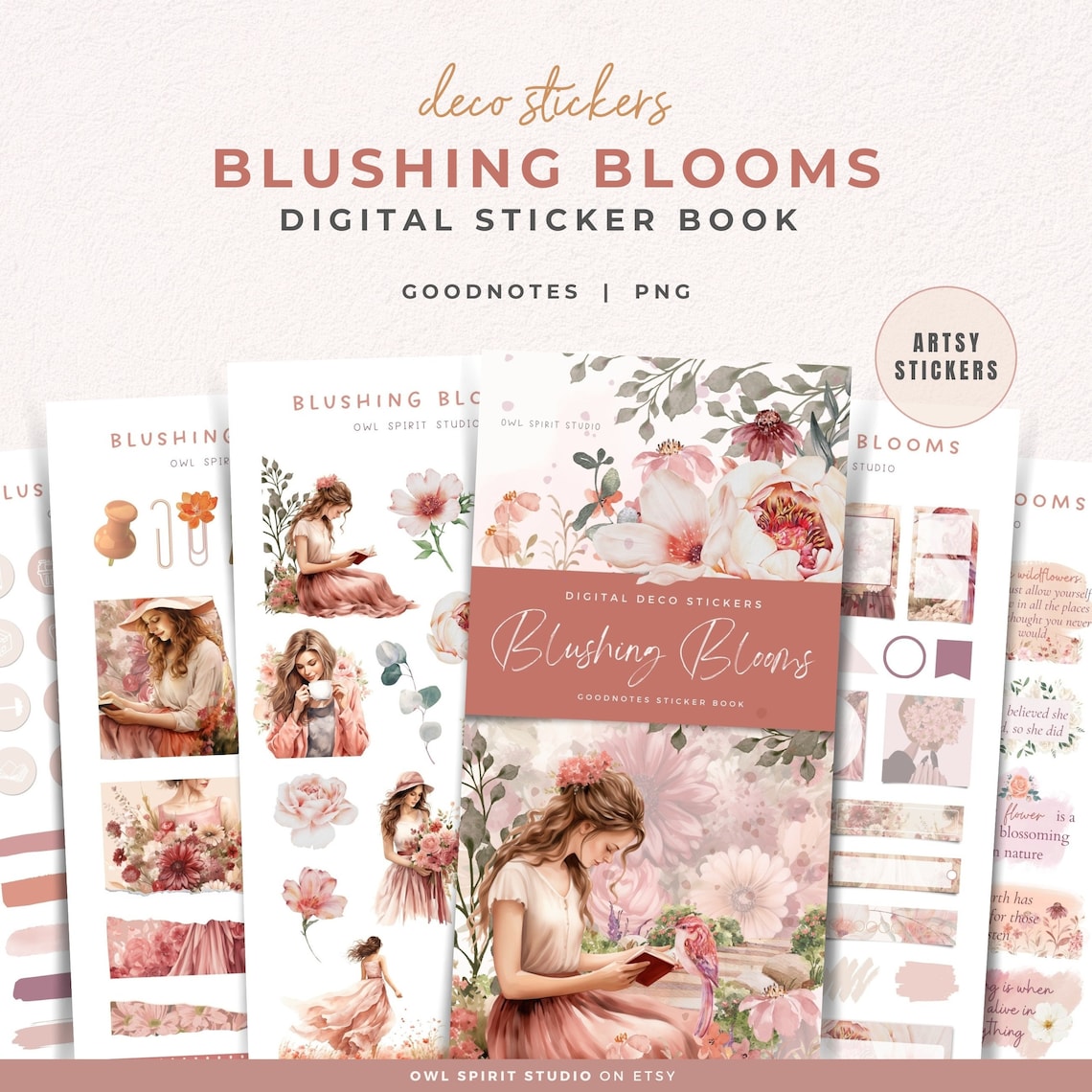 Spring Digital Stickers for Digital Planner, Botanical Planner Stickers ...