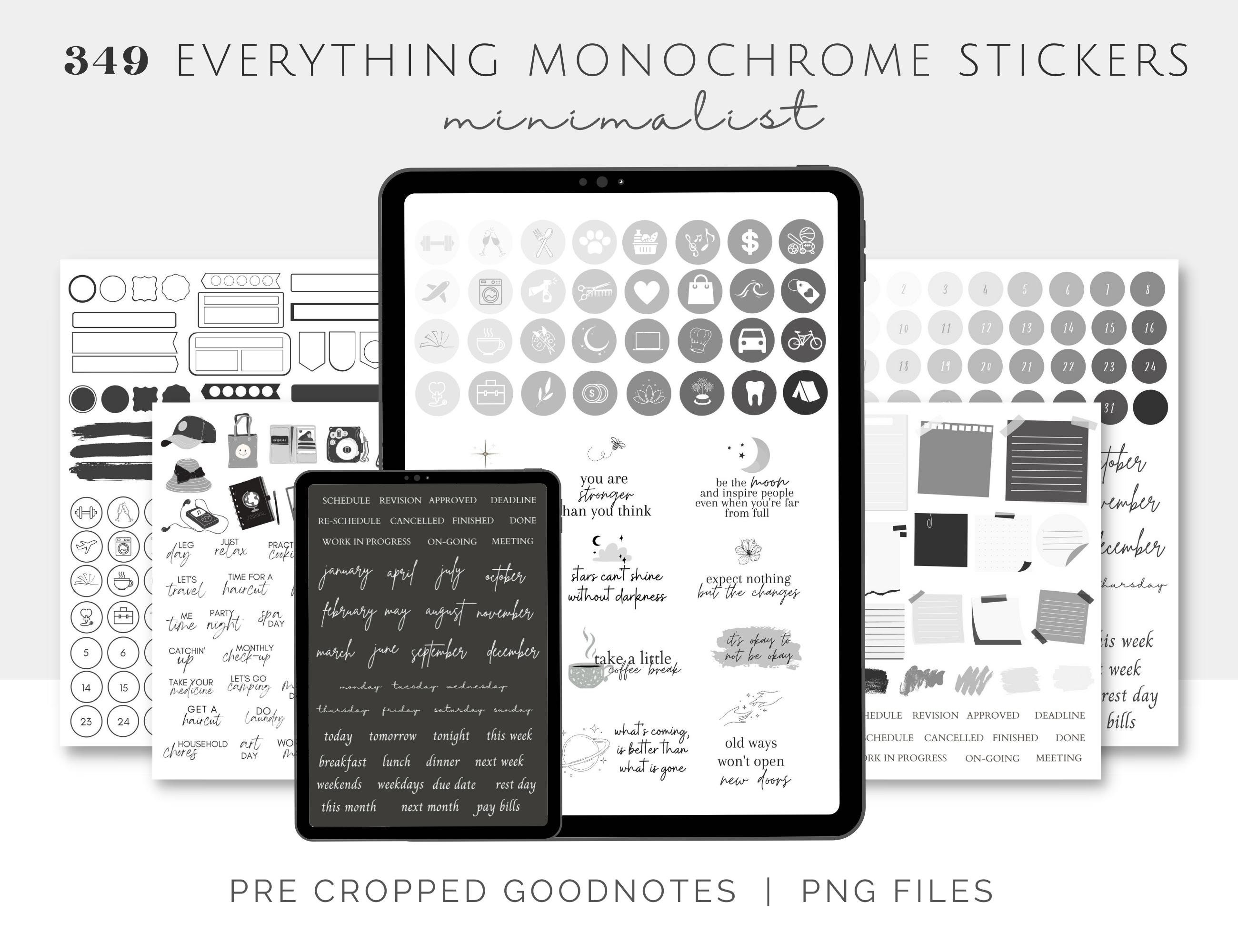 Printable Black and White Planner Stickers - Etsy