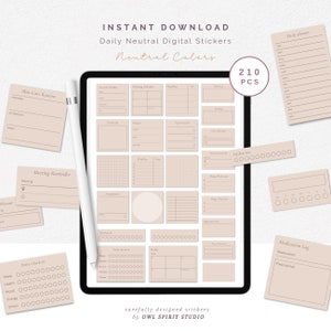 Daily Neutral Digital Stickers Essential Goodnotes Sticker Widgets ...