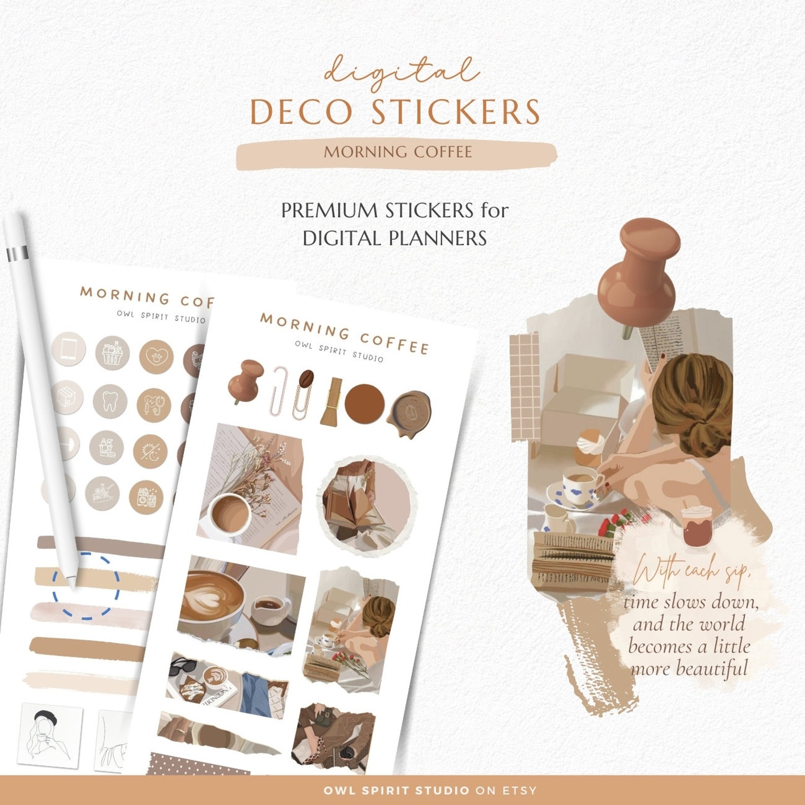 Coffee Digital Stickers for Digital Planner, Coffee Digital Planner ...