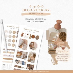 Coffee Digital Stickers for Digital Planner, Coffee Digital Planner ...