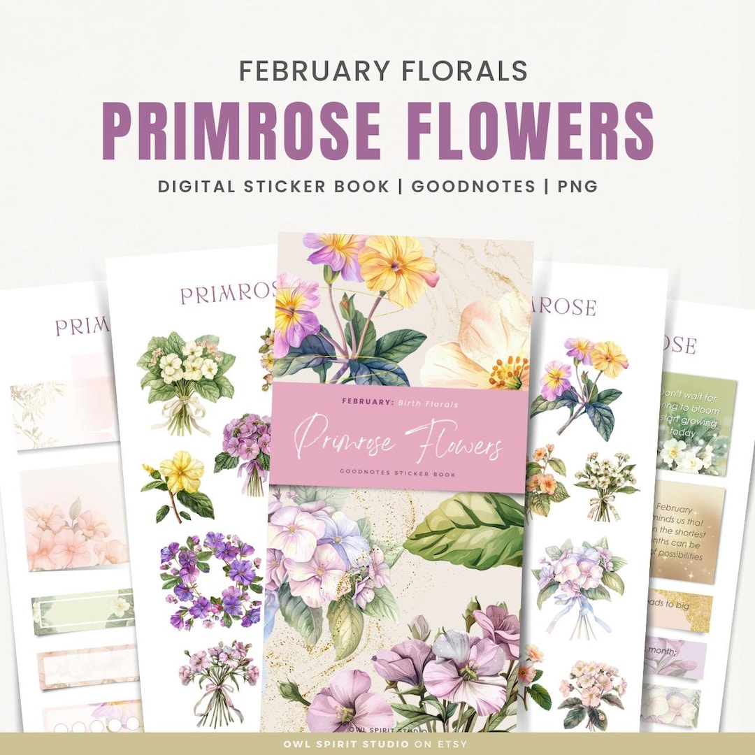 Primrose Florals Goodnotes Digital Stickers, February Botanical ...