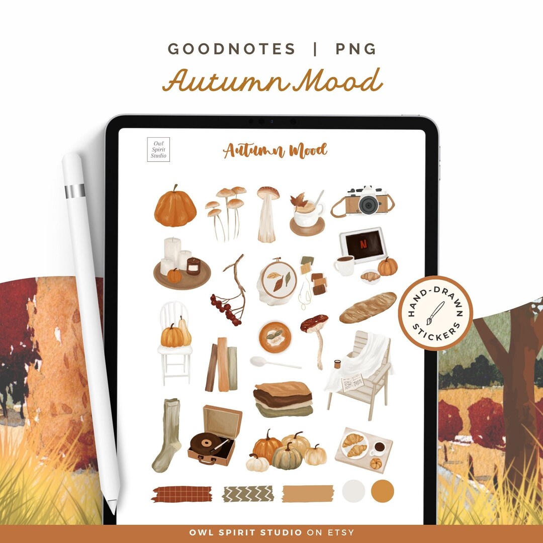 Autumn Stickers, Goodnotes Digital Stickers, Aesthetic Stickers ...