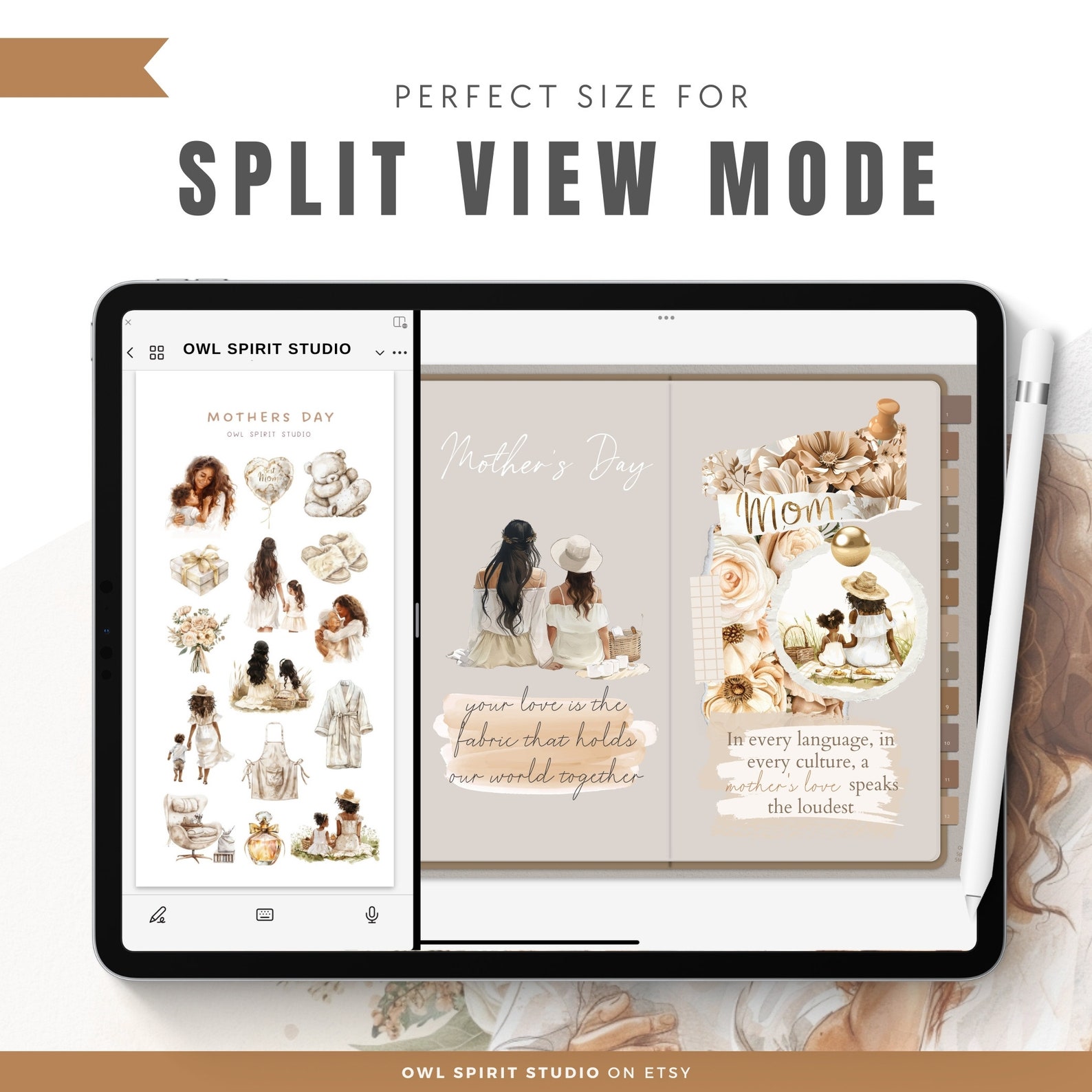 Aesthetic Mothers Day Digital Planner Stickers, Watercolor Mothers Day ...