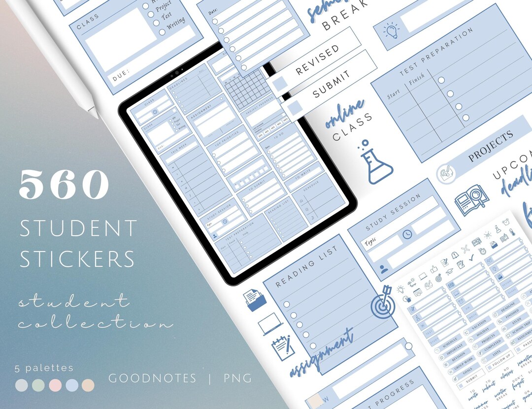 Student Digital Stickers for Goodnotes, iPad Planner Stickers for ...