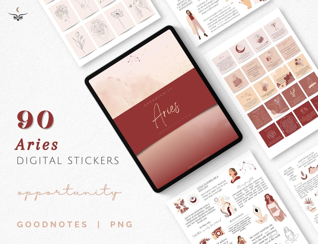 ARIES Uplifting Quotes Goodnotes Digital Stickers, Inspirational ...