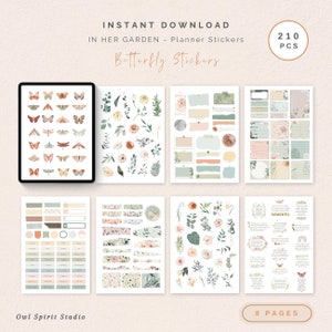 In Her Garden Butterfly and Florals Goodnotes Stickers | Botanical ...