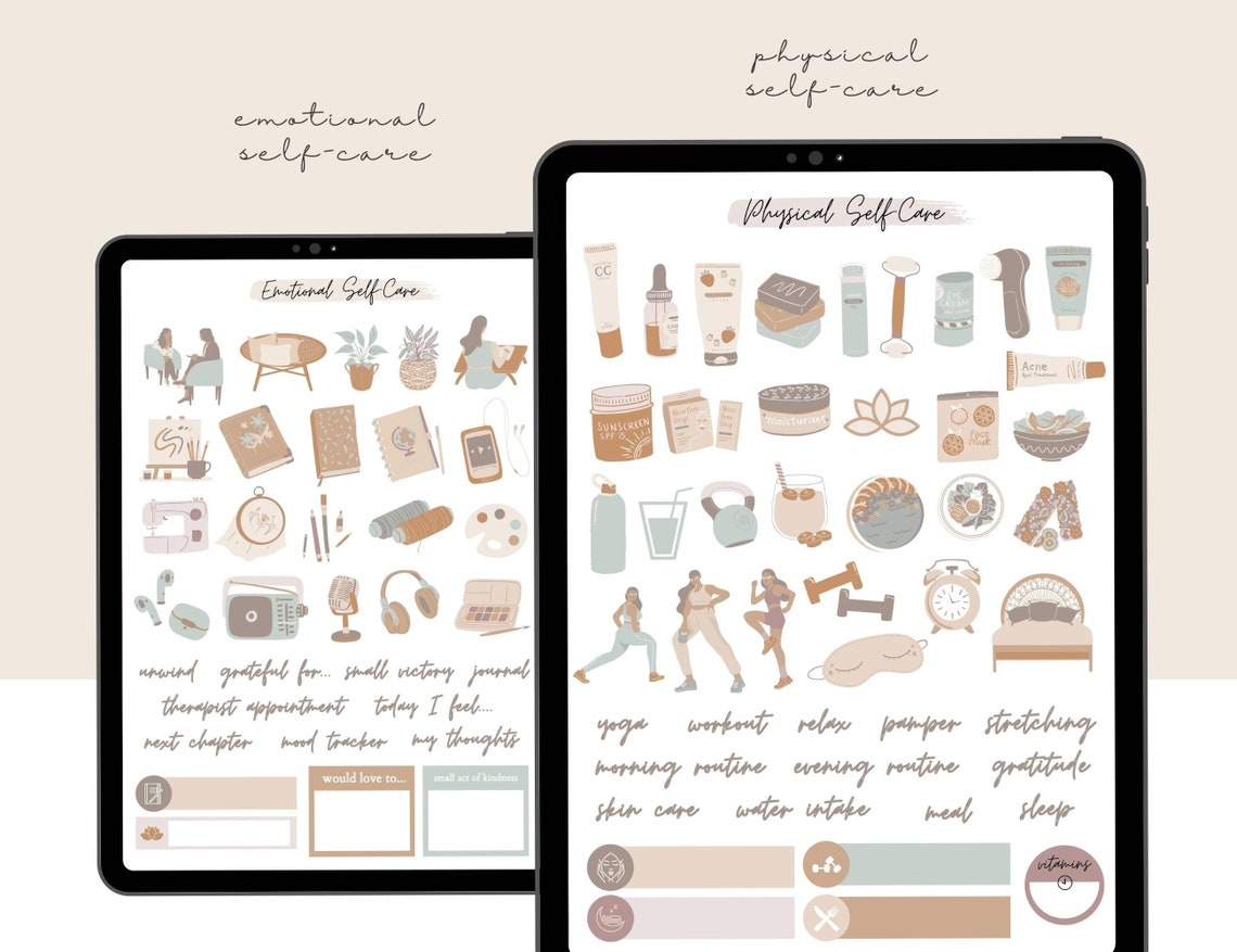 Self-care Digital Stickers for Goodnotes Wellness Stickers - Etsy