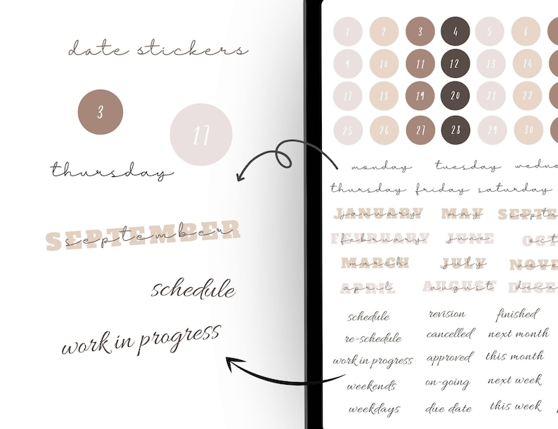 Boho Goodnotes Digital Stickers in Neutral Color Soft - Etsy