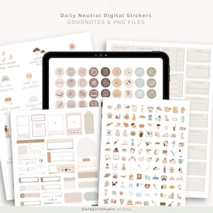 Daily Neutral Digital Stickers Essential Goodnotes Sticker Widgets ...