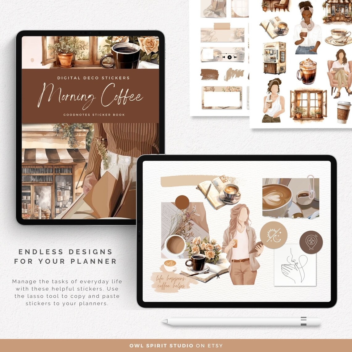 Coffee Digital Stickers for Digital Planner, Coffee Digital Planner ...