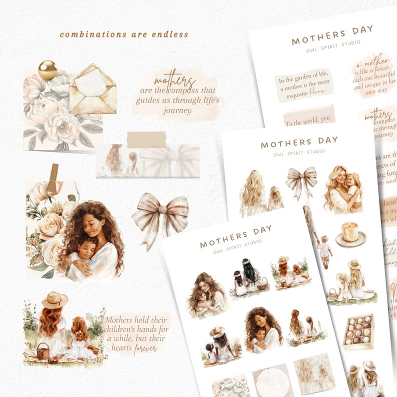 Aesthetic Mothers Day Digital Planner Stickers, Watercolor Mothers Day ...