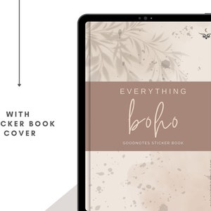 Boho Goodnotes Digital Stickers in Neutral Color, Soft Bohemian Florals ...
