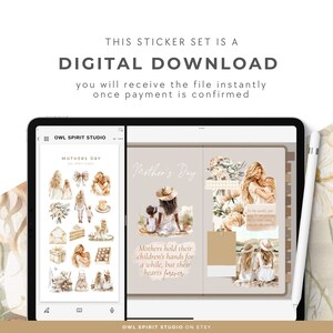 Aesthetic Mothers Day Digital Planner Stickers, Watercolor Mothers Day ...