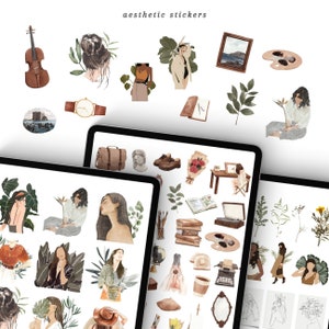 Manifestation Digital Stickers for Goodnotes, Neutral, Aesthetic Women ...