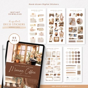 Coffee Digital Stickers for Digital Planner, Coffee Digital Planner ...