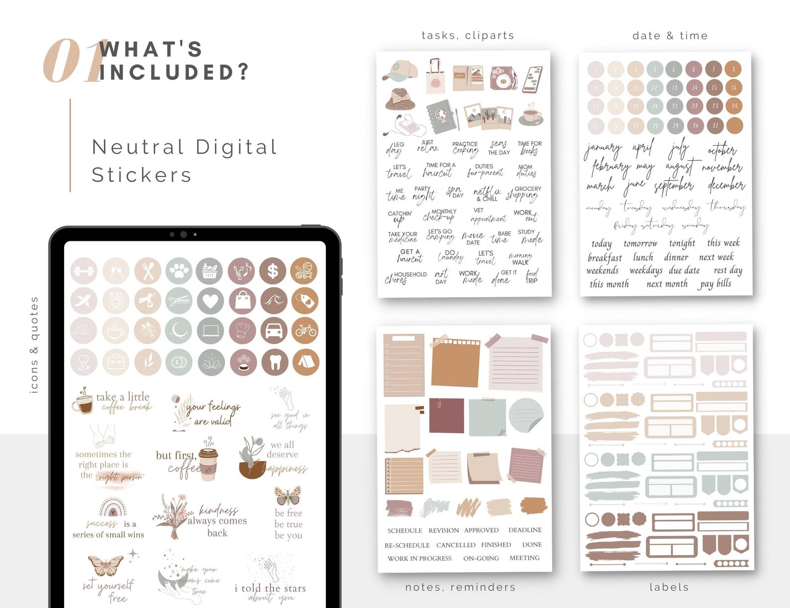 Ultimate Neutral Digital Sticker Bundle: Everything Essential - Etsy