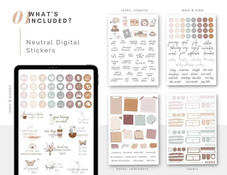 Ultimate Neutral Digital Sticker Bundle: Everything Essential - Etsy
