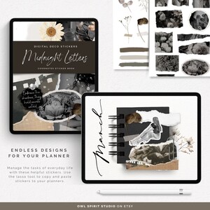 Dark Aesthetic Digital Scrapbook Stickers, Dark Academia Digital ...