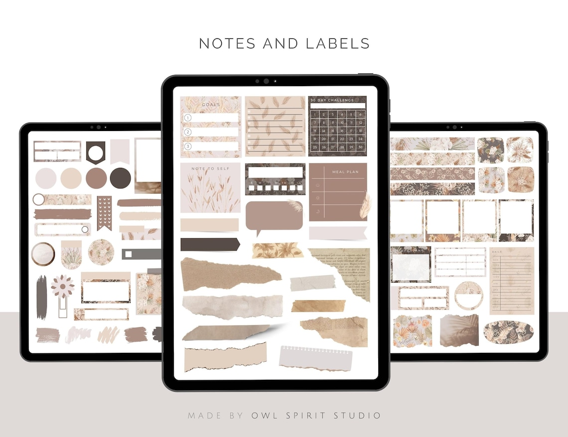 Boho Goodnotes Digital Stickers in Neutral Color Soft - Etsy