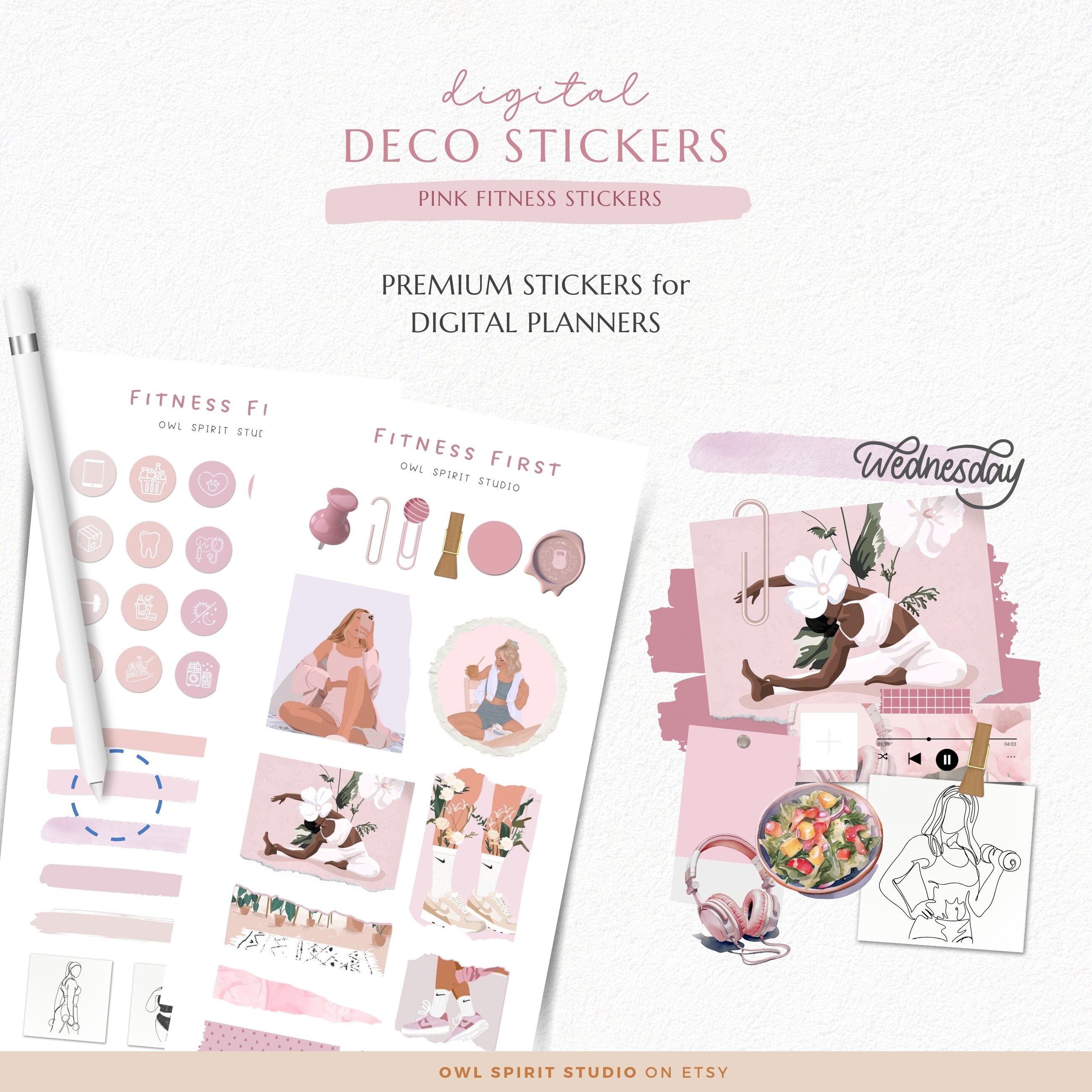 Fitness Digital Goodnotes Stickers for Planner, Workout Digital Planner ...