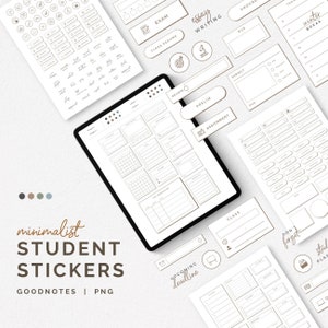 Minimalist Student Essential Digital Stickers for Digital Planners ...