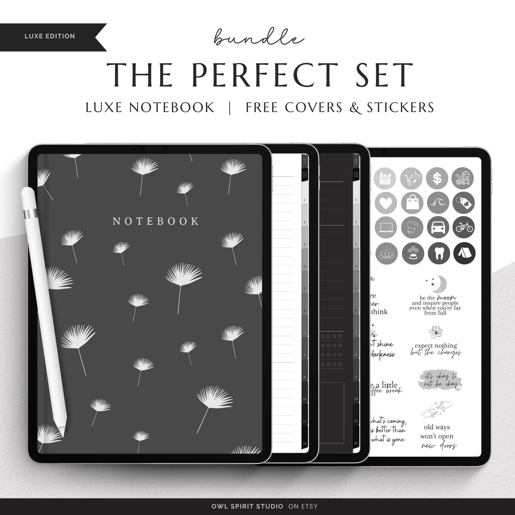 Dark & Light Digital Notebook, Goodnotes Notebook, Minimalist Digital ...