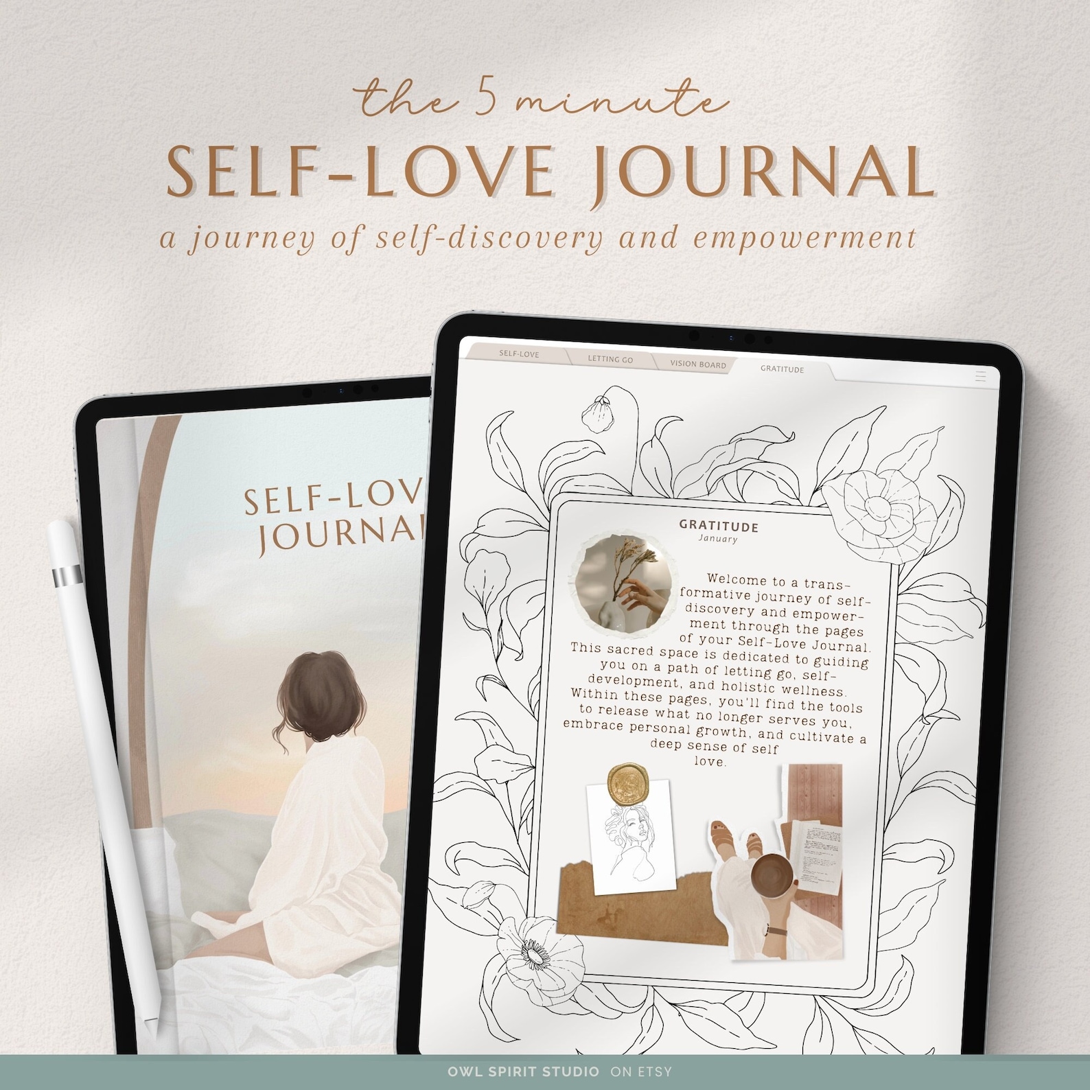 Self-care Journal, Digital Journal Kit, Digital Planner Template, iPad ...