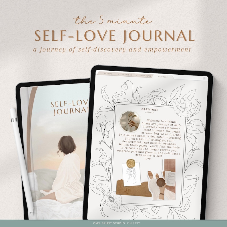 Self-care Journal, Digital Journal Kit, Digital Planner Template, iPad ...