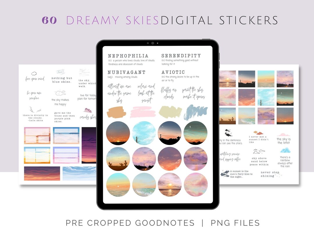 Dreamy Skies Digital Stickers | Digital Planner Stickers, Goodnotes ...