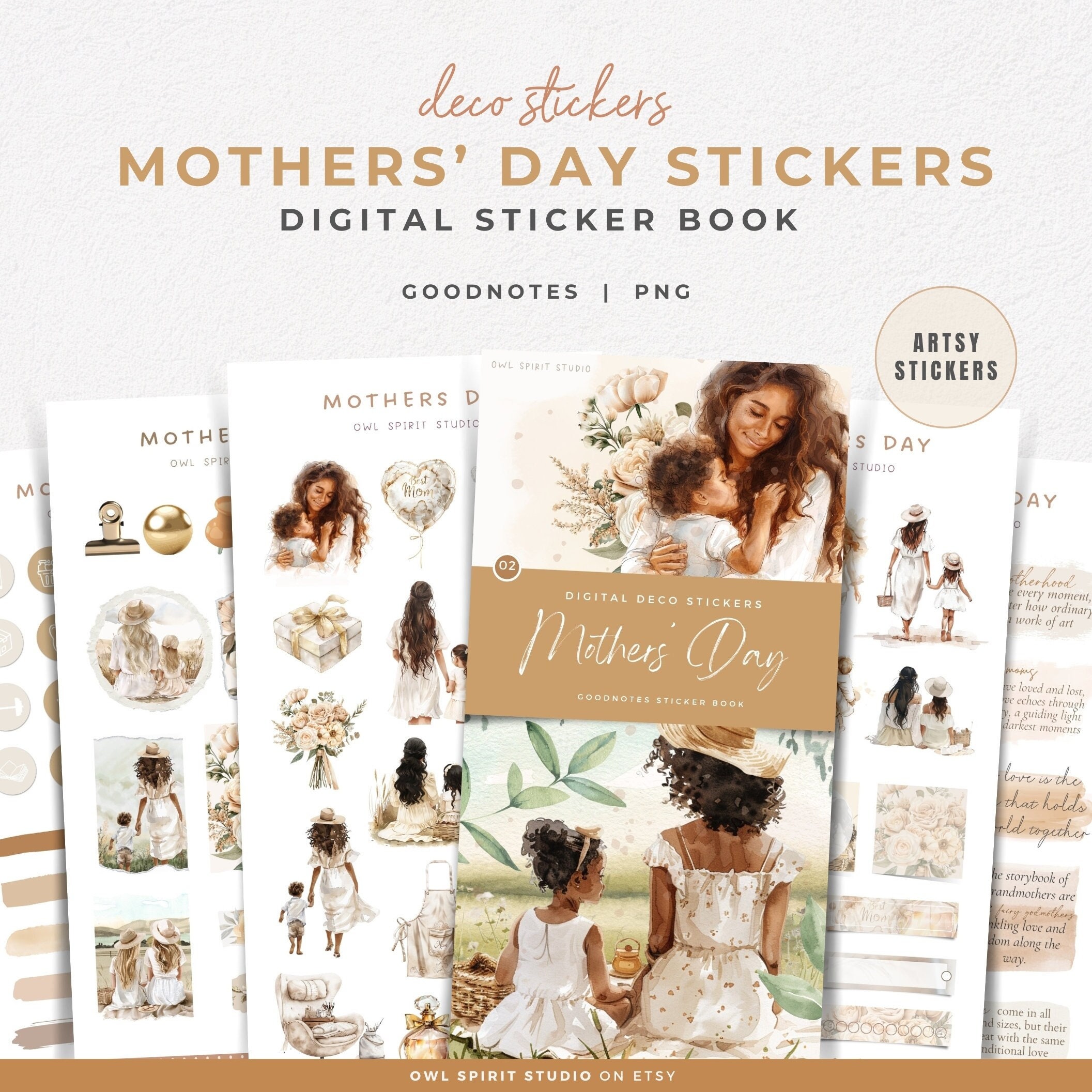 Aesthetic Mothers Day Digital Planner Stickers, Watercolor Mothers Day ...
