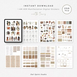 Manifestation Digital Stickers for Goodnotes, Neutral, Aesthetic Women ...