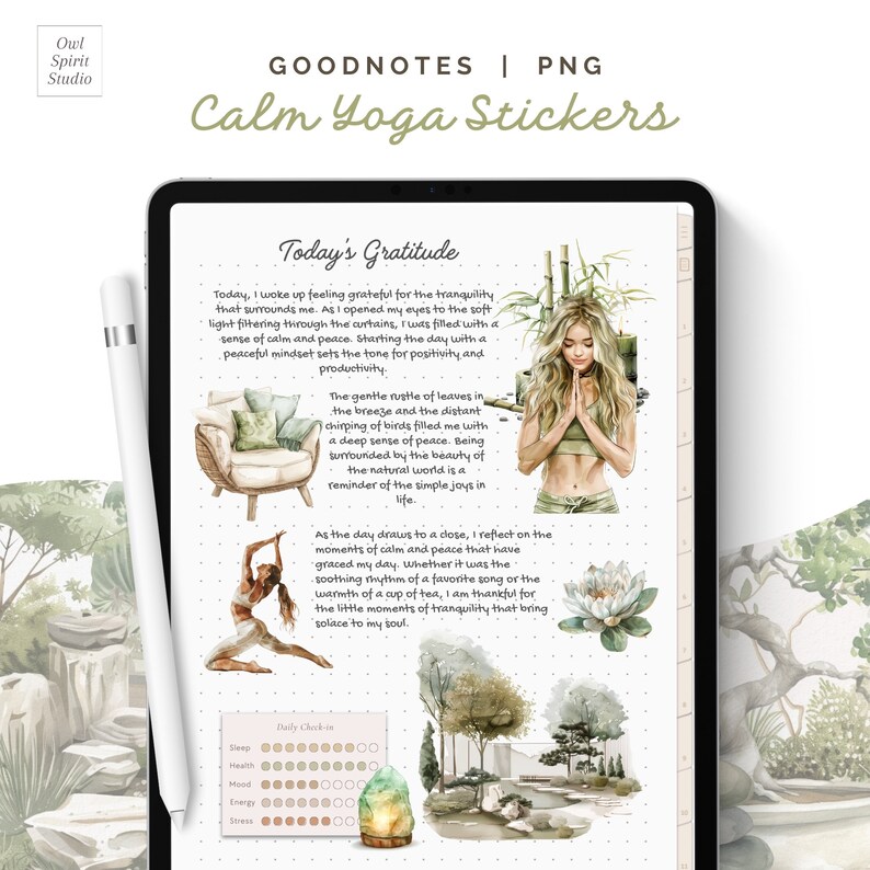 Yoga Self Care Goodnotes Digital Stickers, Botanical Stickers, Zen ...