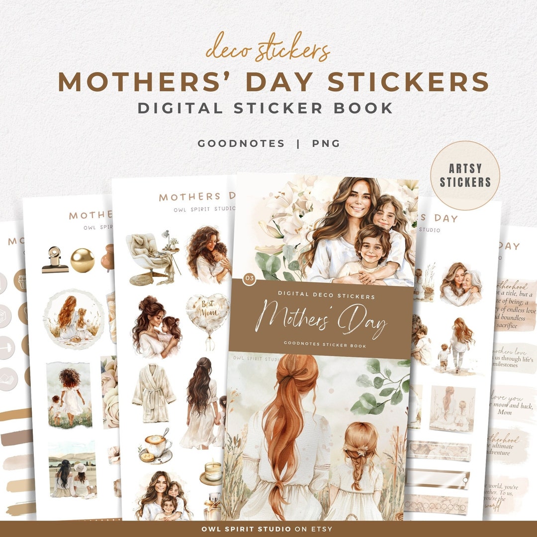 Aesthetic Mothers Day Digital Planner Stickers, Watercolor Mothers Day ...