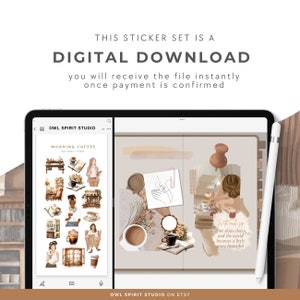 Coffee Digital Stickers for Digital Planner, Coffee Digital Planner ...