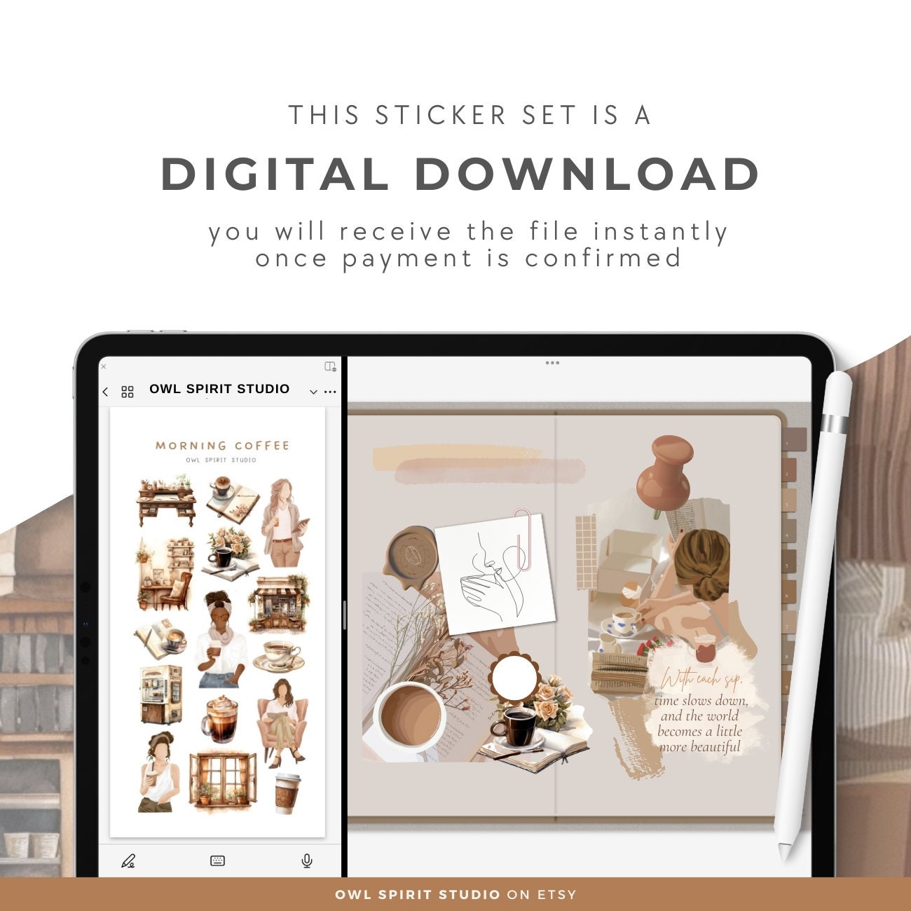 Coffee Digital Stickers for Digital Planner, Coffee Digital Planner ...