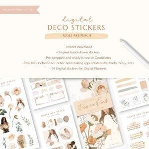 Spring Roses Digital Stickers for Digital Planners, Flowers Goodnotes ...