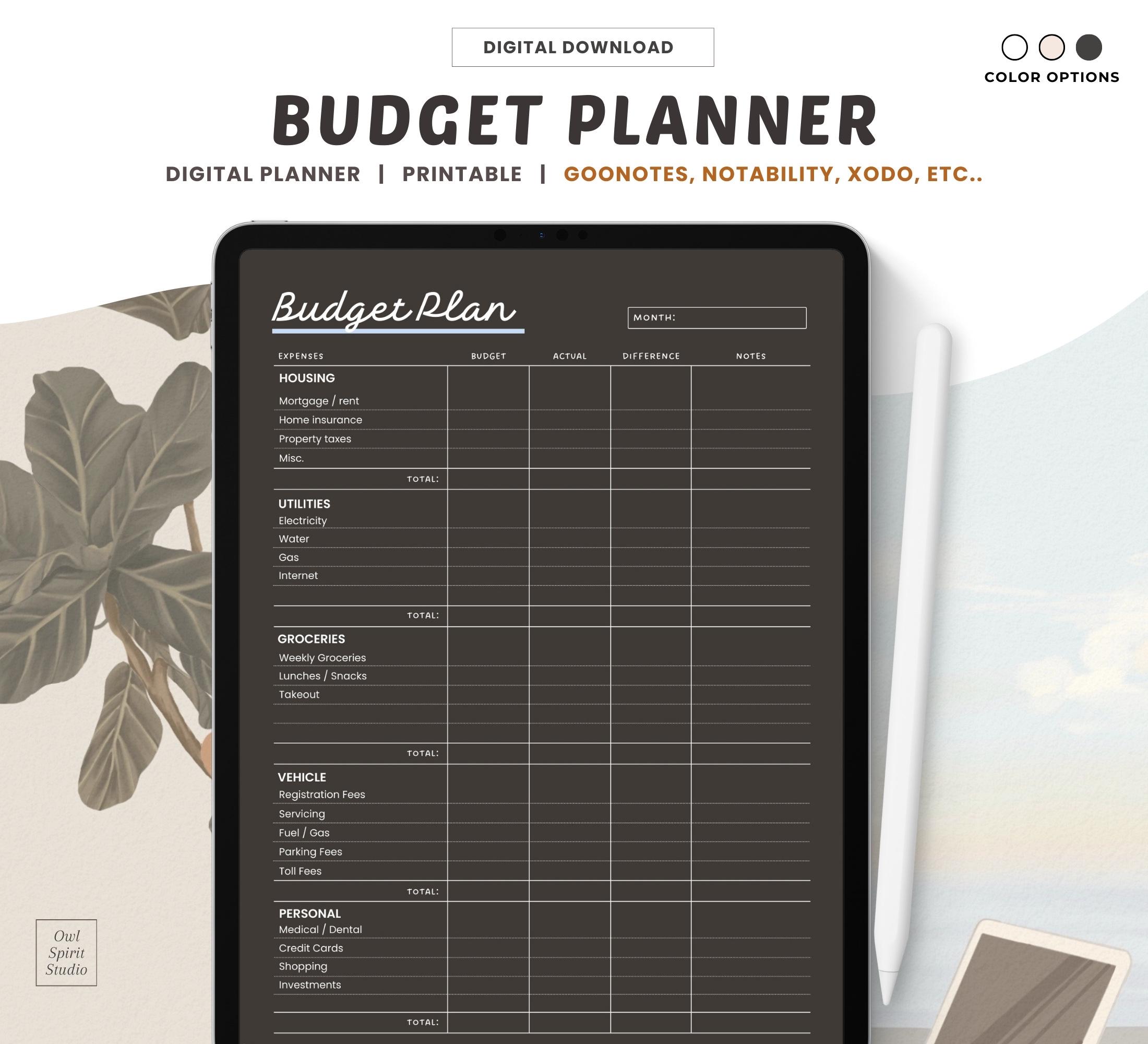 Budget Planner, Digital Planner Insert, Goodnotes Template, Planner ...