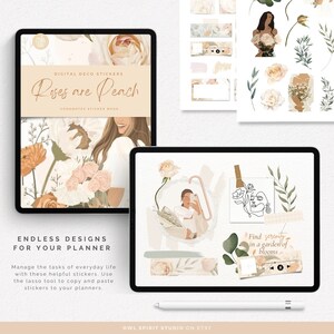 Spring Roses Digital Stickers for Digital Planners, Flowers Goodnotes ...