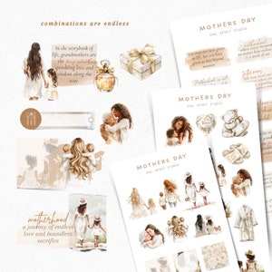 Aesthetic Mothers Day Digital Planner Stickers, Watercolor Mothers Day ...