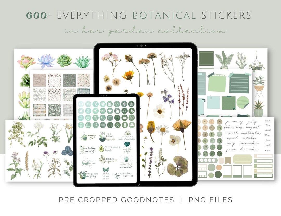 BOTANICAL Stickers for Digital Planners - Essential Digital Stickers ...