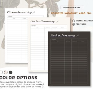 Kitchen Inventory Tracker Template, Digital Planner Insert, Goodnotes ...