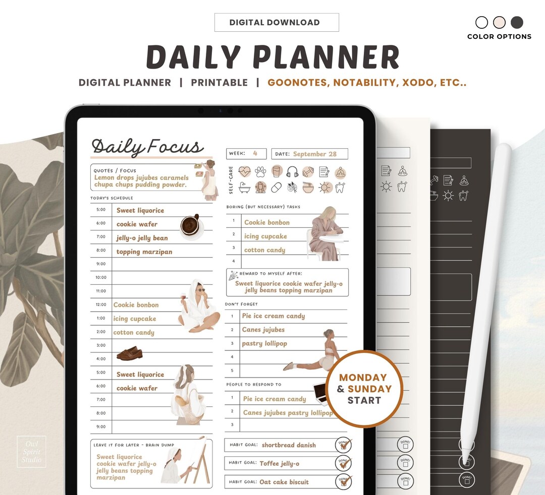 Digital Daily Planner Insert, Goodnotes Template, Planner Template ...