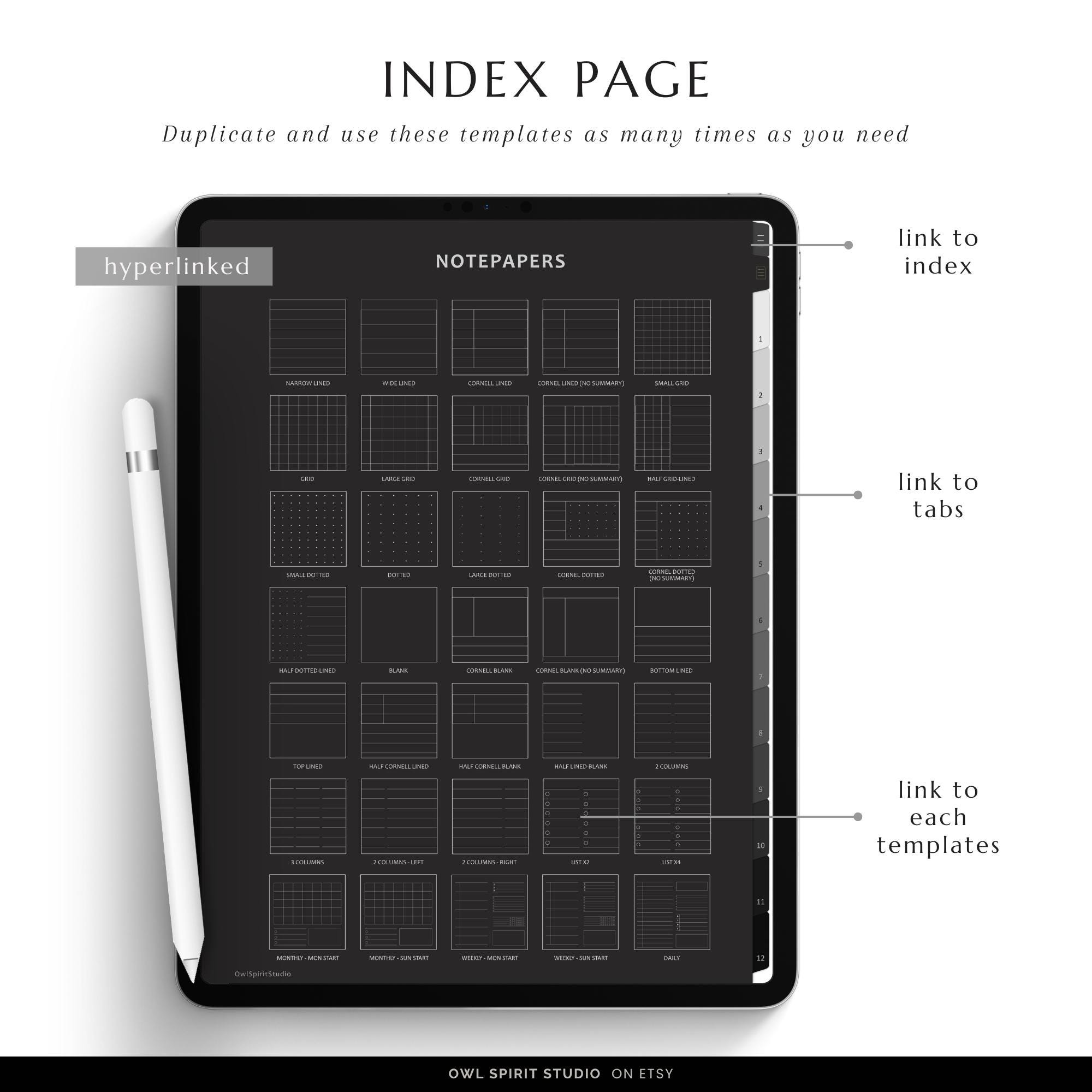 Dark & Light Digital Notebook, Goodnotes Notebook, Minimalist Digital ...